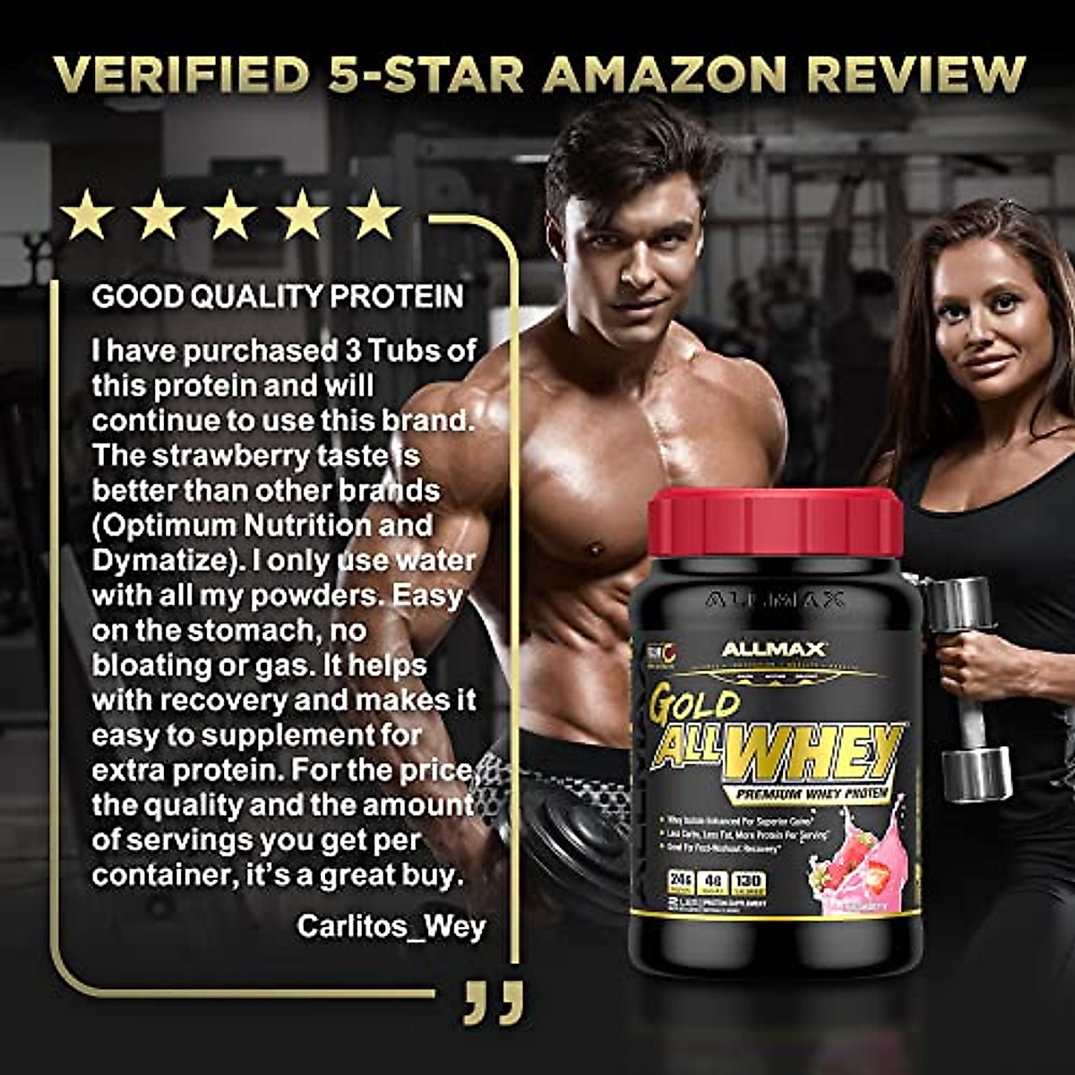 ALLMAX Nutrition - Gold ALLWHEY Protein Powder, Whey Protein Blend for Strength and Muscle Gains, Post Workout Recovery, Gluten Free, 24 Grams of Protein, Chocolate, 5 Pound