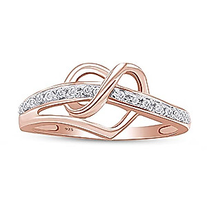 AFFY Sterling Silver Diamond Heart Ring (1/20 cttw, I-J Color, I3 Clarity)