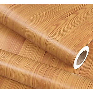 Yellow Wood Grain Contact Paper Self Adhesive Shelf Liner for Kitchen Cabinets Drawer Shelves Table Door 16" x 117"