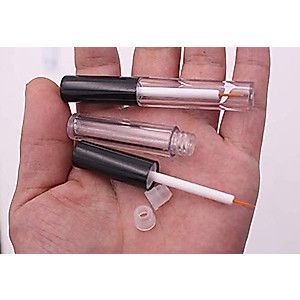 6Pcs 4ml Eyeliner Vials Tube Empty Refillable Plastic Clear Mascara Tube Eyelashes Tube Eyeliner Bottle With Plug and Black Lid Portable Travel Eyelash Growth Oil Tube Container