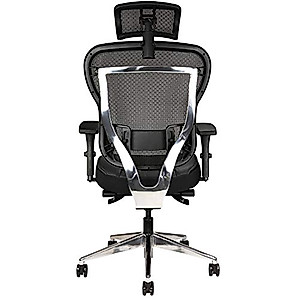 Oak Hollow Furniture Aloria Series Office Chair Ergonomic Executive Computer Chair, Genuine Leather Seat Cushion, Mesh Back, Adjustable Lumbar Support Swivel and Tilt High-Back (Black, Headrest)