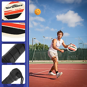 WIn SPORTS Wooden Pickleball Paddles Set 2 Beginner Racket,Pickle Ball Paddles with 2 Paddles,4 Balls and 1 Carry Bag,Durable and Classic (Wooden Version)