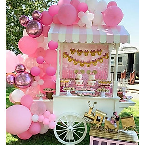 Paready Pink Balloons Set, 50 Pcs 12 Inch Metallic Pink Pastel Pearl Light Pink Confetti Balloons Helium with Ribbon for Women Girls Wedding Bridal Baby Shower Princess Birthday Party Decorations