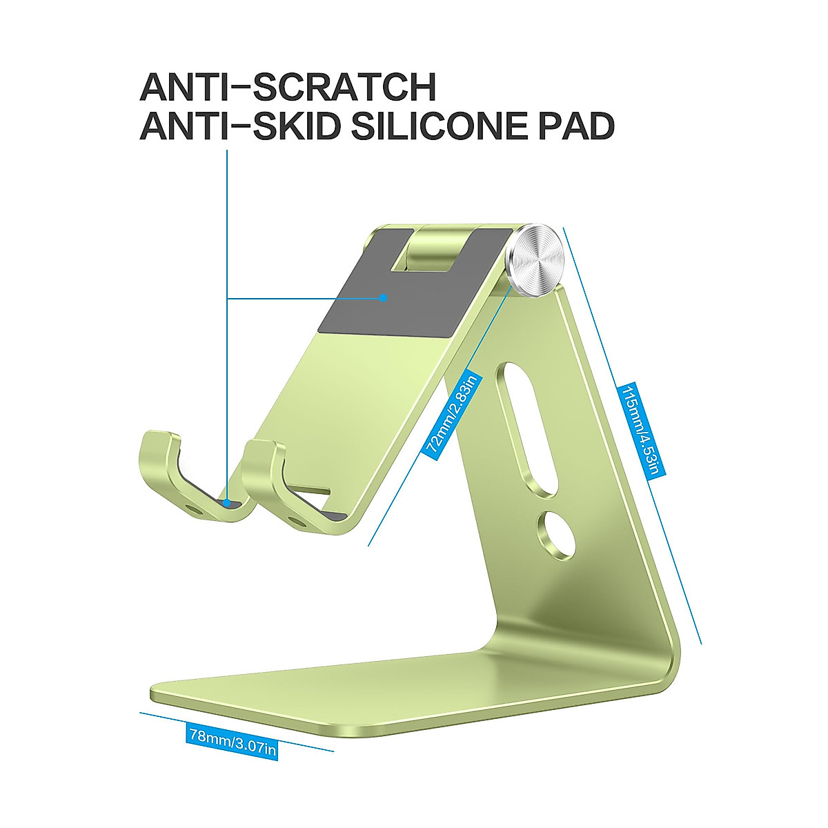 OMOTON Adjustable Cell Phone Stand, C2 Aluminum Desktop Phone Holder Dock Compatible with iPhone 15 14 13 Xs XR 8 Plus 7 6, Samsung Galaxy, Google Pixel, Android Phones