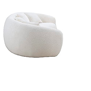 ERYE Modern 5 Seats Curved Sofa Oversized Teddy Fleece Boucle Sofa&Couch, Beautiful Freestanding Half-Moon Sofa Comfy Leisure Couch with 4 Big Pillows for Home Office Apartment Living Room