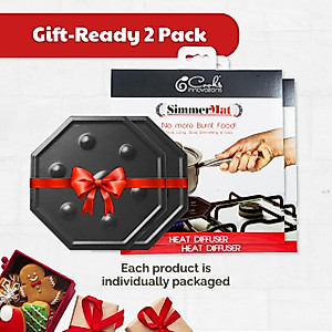 SimmerMat Heat Diffuser - Flame Diffuser Stove Cover Ring - Fire Diffuser for Any Type of Electric or Gas Stove - Dishwasher Safe Stove Top Cover - Steel Plates for Simmering and Slow Cooking - 2 Pack