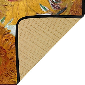 Kitchen Rug Mats Van Gogh Sunflower Bath Rug Runner Doormats Carpet for Home Decor, 39" X 20"