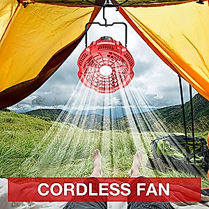 Hipoke Camping Fan for Milwaukee M18 18V Lithium-ion Battery, Portable Handheld Fan with 9W LED Lantern, Hook, 180°Head Rotation Outdoor Rechargeable Fan for Fishing, Office, Travel, Barbecue, Garage