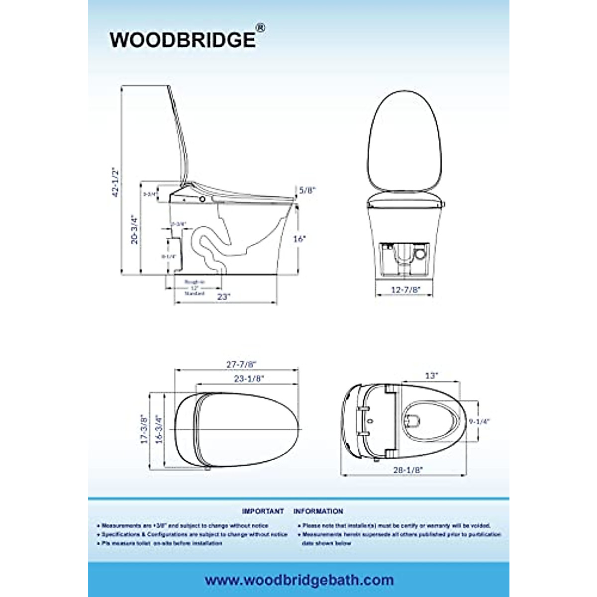 WOODBRIDGE Smart Bidet Toilet with Auto Open/Close Lid, Foot Sensor Operation,Dual Auto Flush, Heated Seat, Power Outage Flush,Hygienic Wash,Night Light,LT610