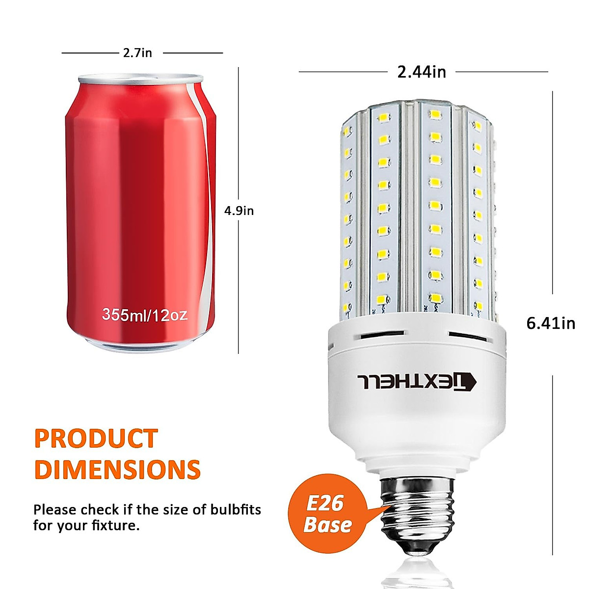 TEXTHELL Led Light Bulb 400W Equivalent 6250 Lumen 5000K E26/E27 Medium Base 50W led Bulb for Outdoor Indoor Lamp Area Garage Warehouse Workshop Street Backyard