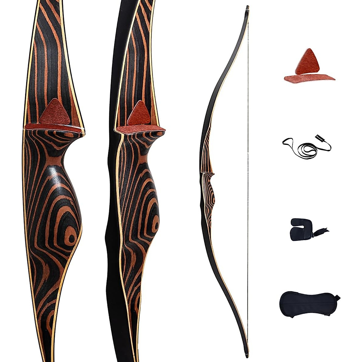 Deerseeker Archery 54" Traditional Bow Hunting Longbow with Bamboo Core Limbs Handmade Recurve Bow RH/LH for Targeting Practice Shooting Youth & Adults Bow Set 20-80lbs