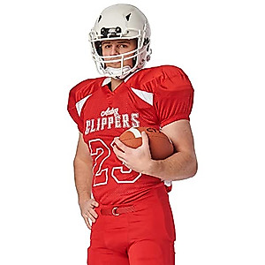 CHAMPRO Boys' Huddle Stretch Polyester Dazzle Youth Football Game Jersey, Forest Green,White, Large