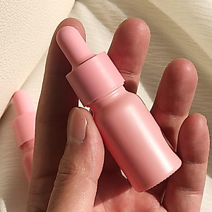 seafulee 1/3 oz Pink Coated Glass Dropper Bottles (10ML) with Glass Eye Dropper, UV Safe Bottles for Essential Oils and Aromatherapy (Pack of 12)