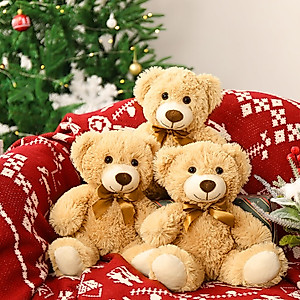 MorisMos 3 Packs Teddy Bears Bulk Stuffed Animals, Cute Small Plush Toys, Little Bear for Kids on Centerpiece Baby Shower, 14 Inches, Brown