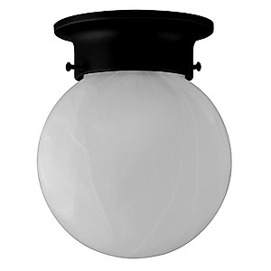 Design House 588483 Traditional 1 Indoor Ceiling Mount Globe Light Dimmable for Bedroom Dining Room Kitchen, No Pull Chain, Matte Black