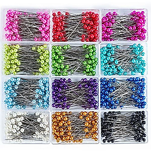 AIEX 1200 Pieces Sewing Pins Multicolor Head Pins Straight for Dressmaker Jewelry Decoration Sewing Projects(1.57inch)