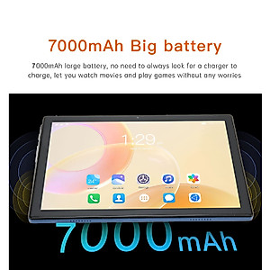 Tablet PC 6GB RAM 256GB ROM 10 Inch Tablet Blue IPS Screen for Home (US Plug)