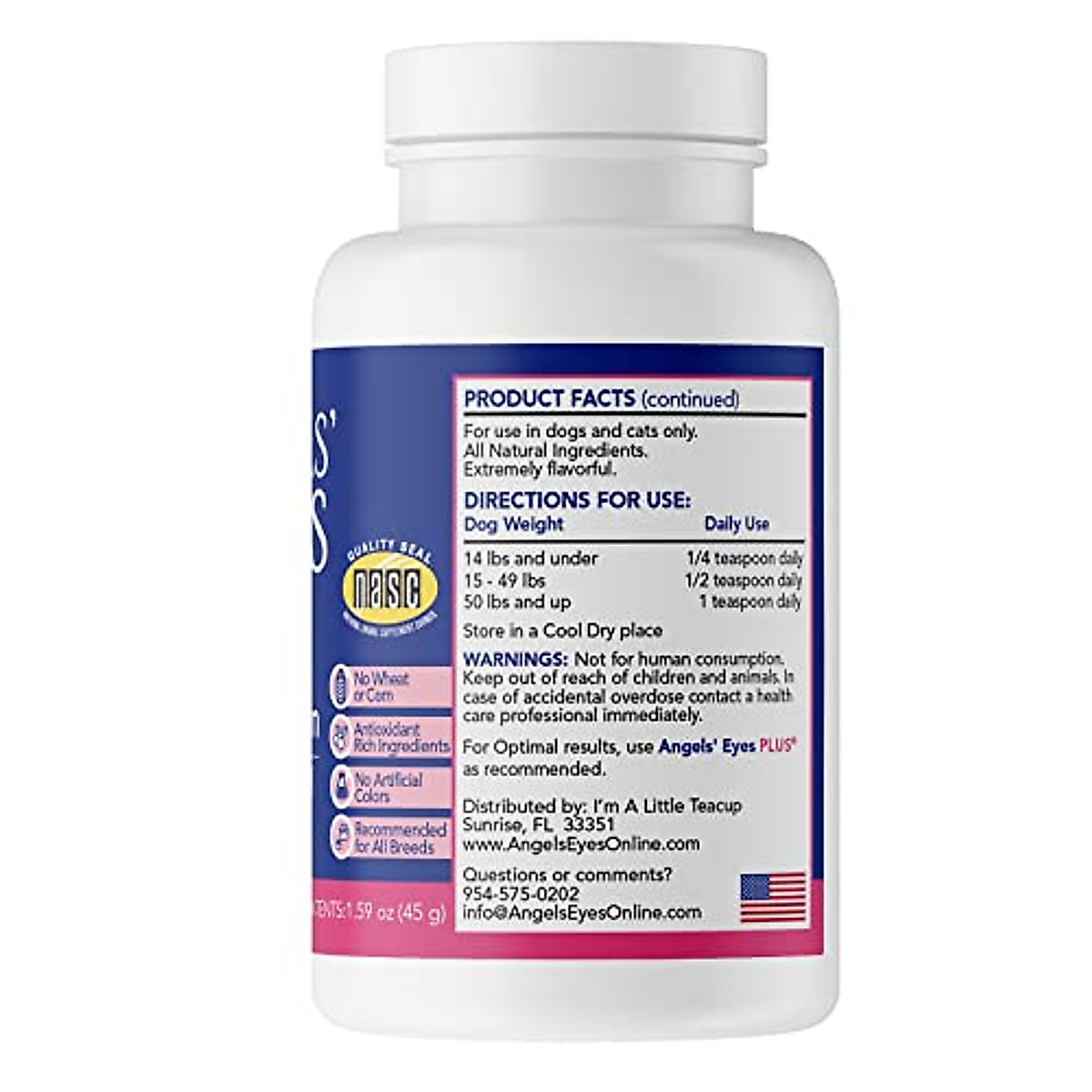 Angels’ Eyes PLUS Tear Stain Prevention Beef Powder for Dogs and cats | For All Breeds | No Wheat No Corn | Daily Support for Eye Health | Proprietary Formula