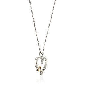 NATALIA DRAKE Dainty Open Diamond Heart Necklace for Women in 10K Yellow Gold and Rhodium Plated 925 Sterling Silver