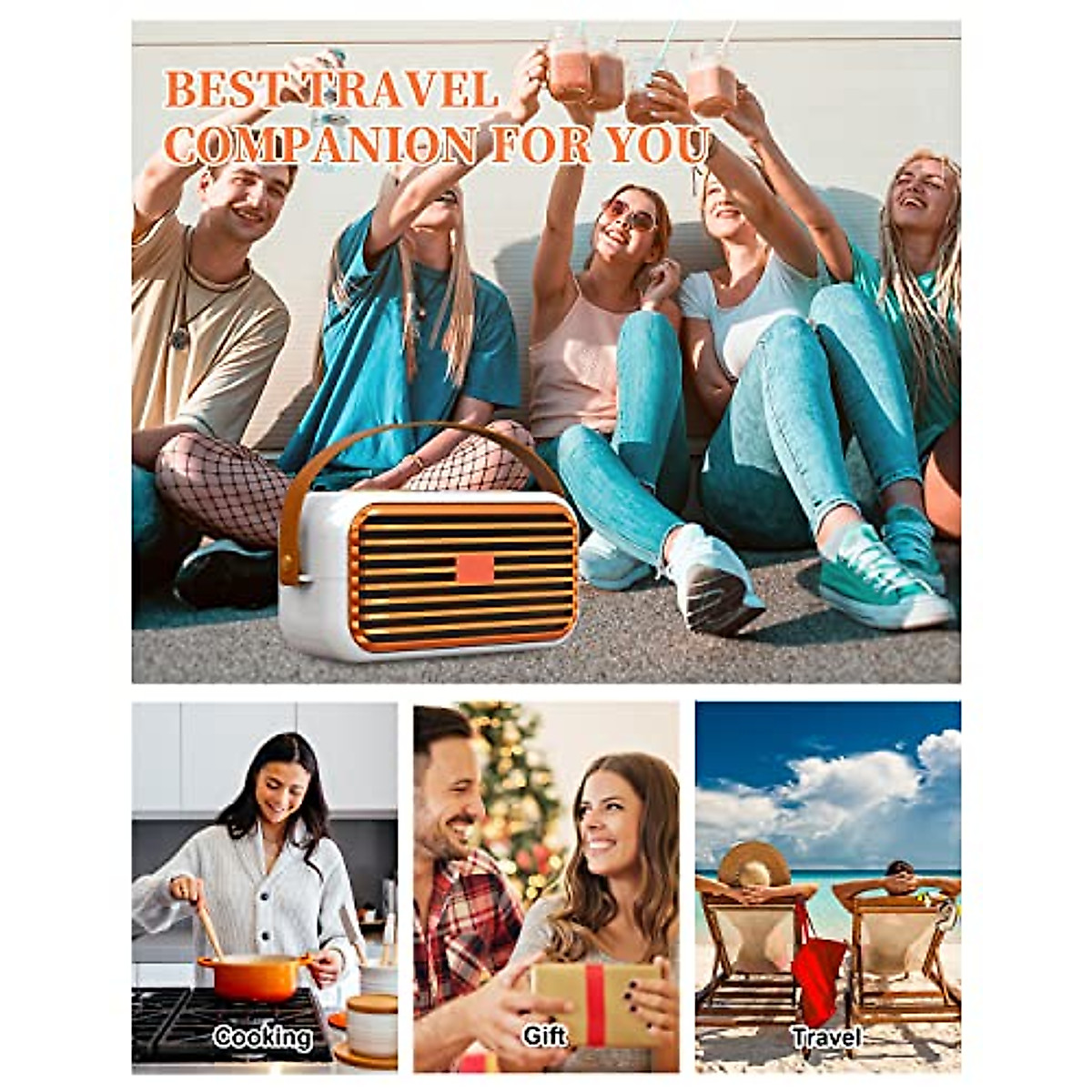 Sunoony Retro Bluetooth Speaker,Vintage Speaker with Dual Speakers, Stereo Lound Vollume, Bluetooth 5.0 Wireless Connection,TF Card,Answering Calls for Kitchen Bedroom Office Outdoor,Gift(White)