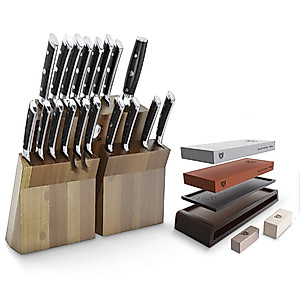 The Dalstrong Gladiator Series Elite 18pc Colossal Knife Set Bundled With The Dalstrong Premium Whetstone Kit - #1000/#600 Grit