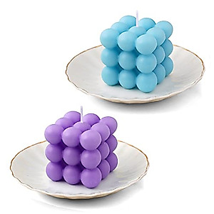 Bubble Candles Purple Blue Lavender Scented, Soy Cube Cute Shaped Small Bubble Candles Trendy Funny Cool Square Candles Aesthetic Living Room Shelf Table Decor