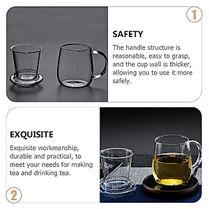 Homoyoyo Glass Tea Cups Coffee Filter 1 Set Glass Teacup Professional Filtration Tea Cup Teaware Double Walled Tumblers Tea Mugs with Infuser and Lid