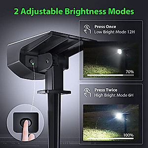 SubJingle Solar Outdoor Spotlights IP68 Waterproof, Auto ON/Off Solar Landscape Spotlights 2-in-1 Wireless Solar Landscape Lights for Yard Garden Flag Pool Patio Driveway Walkway 6 Pack Cold White