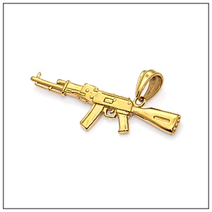 Heavstjer Hip Hop Stainless Steel AK-47 Gun Pendant Necklace,22inches Link Chain