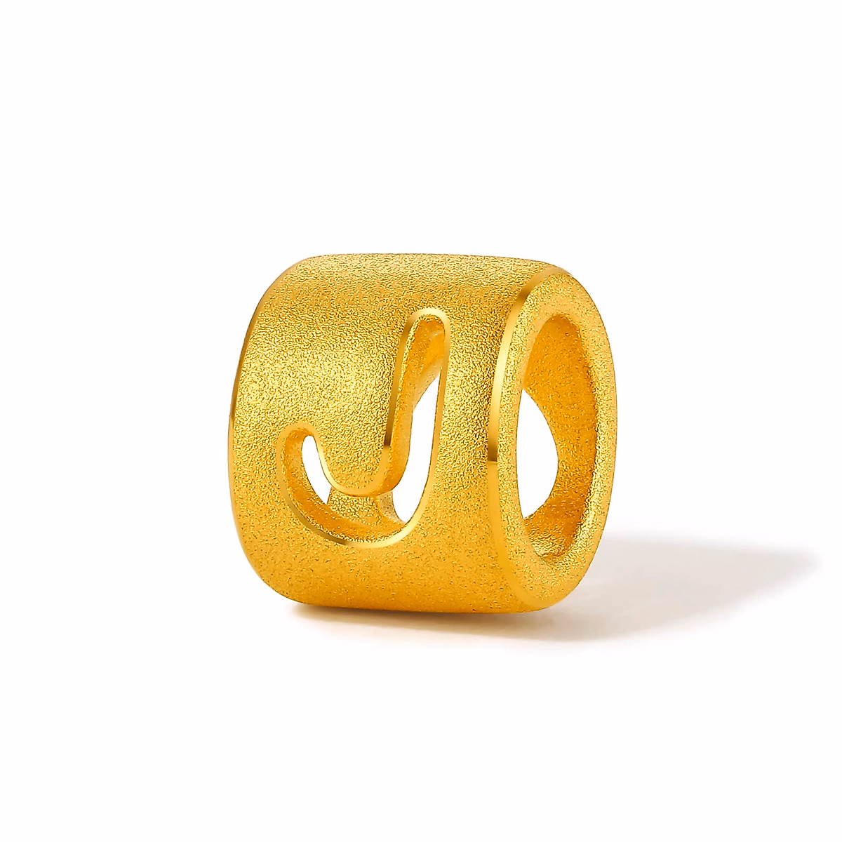 ZHOU LIU FU Solid Gold Charms Bracelets Letters Bracelet Beads 24k Gold Jewelry Charm for Necklaces Bracelets Pendants A B C D E F G H I J K L M N O P Q R S T U V W X Y Z Moon Star Crown Heart (J)