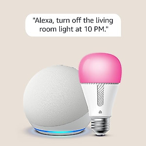 Echo Dot (5th Gen, 2022 release) in Glacier White bundle with TP-Link Kasa Smart Color Bulb