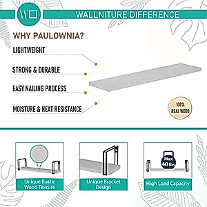 Wallniture Avila White Floating Shelves for Wall Storage, Wood Bathroom Shelves Wall Bookshelves Living Room Bedroom Kitchen Organization Set of 3