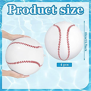 16 Inch Inflatable Baseball Beach Float Baseball Toys Inflatable Baseball Party Favors Blow up Sport Pool Balls for Kids Sports Pool Game Party Supplies (4 Pieces)