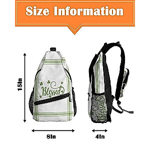 Sling Backpack, St. Patrick's Day Blessed Shamrock Floral Watercolor Waterproof Lightweight Small Sling Bag, Travel Chest Bag Crossbody Shoulder Bag Hiking Daypack for Women Men