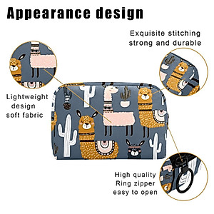 TBOUOBT Cosmetic Travel Bags, Makeup Case, Makeup Bag for Toiletries, Llama Cactus Cartoon