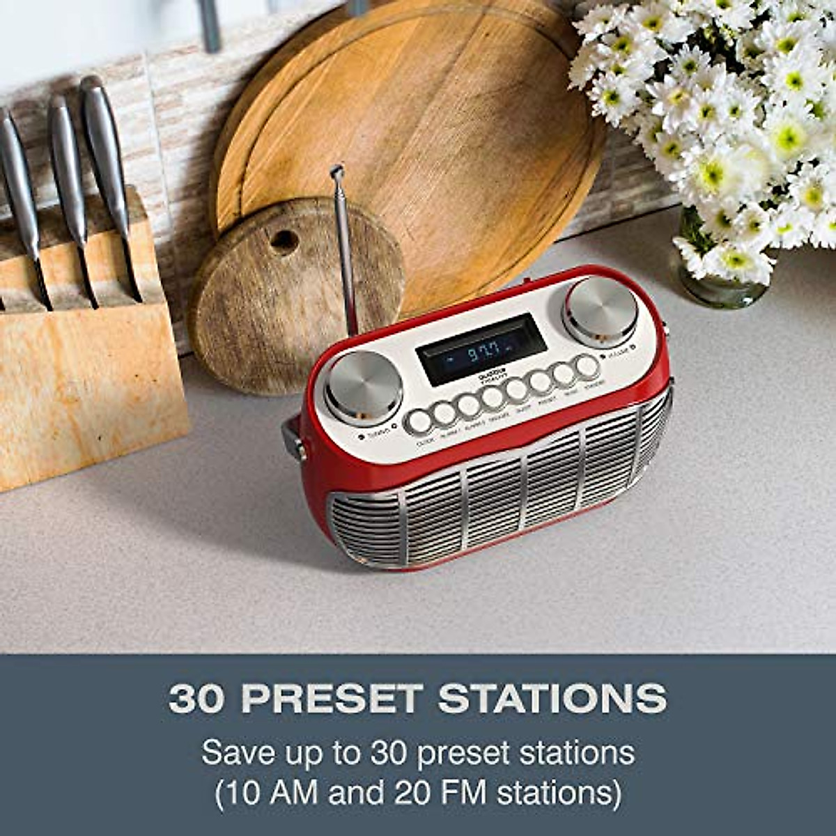 Vintage AM FM Portable Radio with Dual Alarms | Retro Detroit Radio