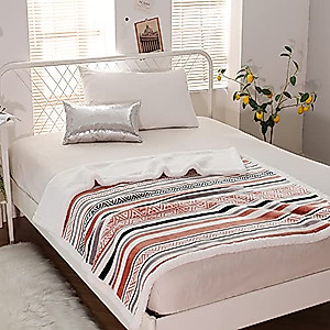 SOCHOW Sherpa Fleece Throw Blanket, Fuzzy Warm Super Soft Reversible Stripe Geometric Pattern Plush Blanket for Bed, Sofa and Couch, 60 x 80 inches, Coral Pink