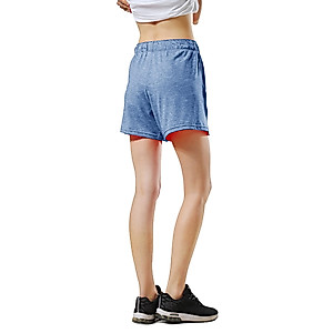 5 Pack: Womens Workout Gym Shorts Casual Lounge Set, Ladies Active Athletic Apparel with Zipper Pockets (Set 2, Large)