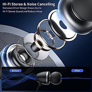 Neckband Bluetooth Headphones, Retractable Earbuds Wireless Headset Sports Noise Cancelling Stereo Earphones with Microphone Compatible with iPhone, Android, Samsung, iPad, PC