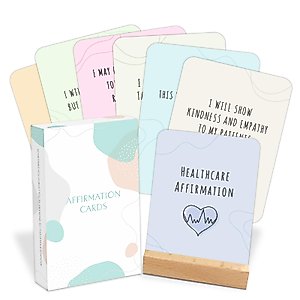 Nurse Gifts for Women, Christmas Thanksgiving Gifts for Nurses, Nursing Gifts for New Nurses, 30 Positive Self-care Cards with Wood Holder, Healthcare Workers Affirmation Cards Birthday Gifts