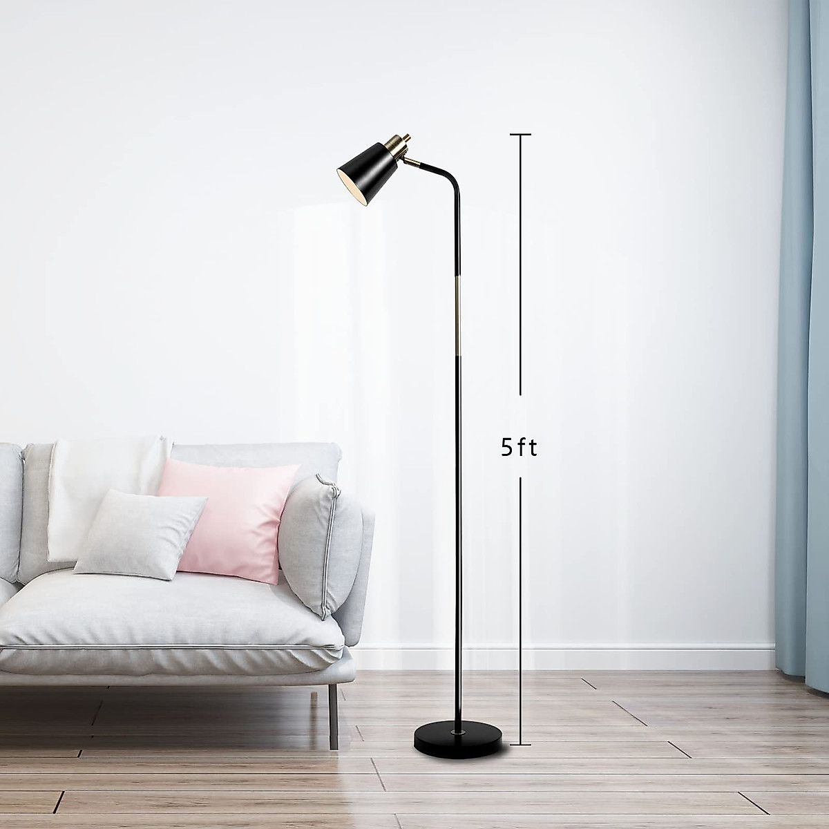 NIOSTA Floor Lamp, Industrial Floor Lamp 360°Rotation Lampshade Modern Standing Lamp, Floor Lamps for Living Room, Office, Bedroom Reading, Work etc(Black)