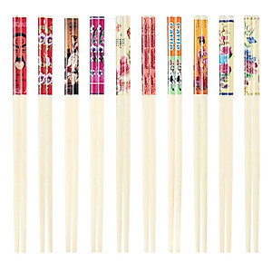 Hotop 20 Pairs Chinese Bamboo Chopsticks with Elegant Silk Brocade Pouch Multicolored for Chinese New Year and Valentine's Day