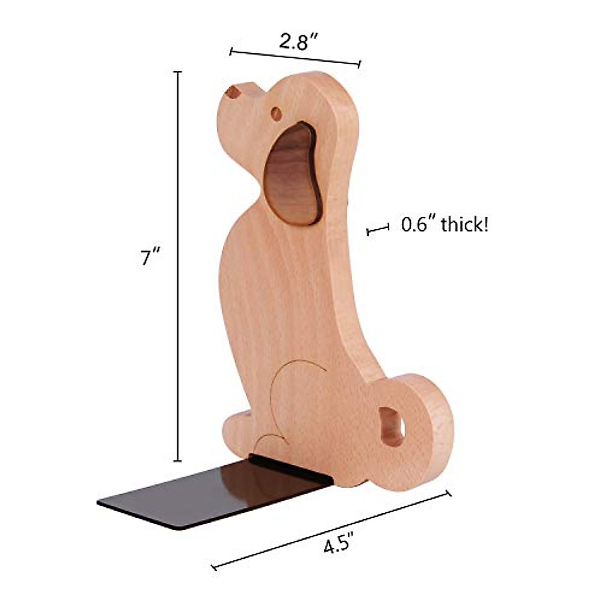 Book Ends - Decorative Puppy Dog Wooden Bookends for Kids, Book Ends for Shelves Office, 1 Pair Style 01