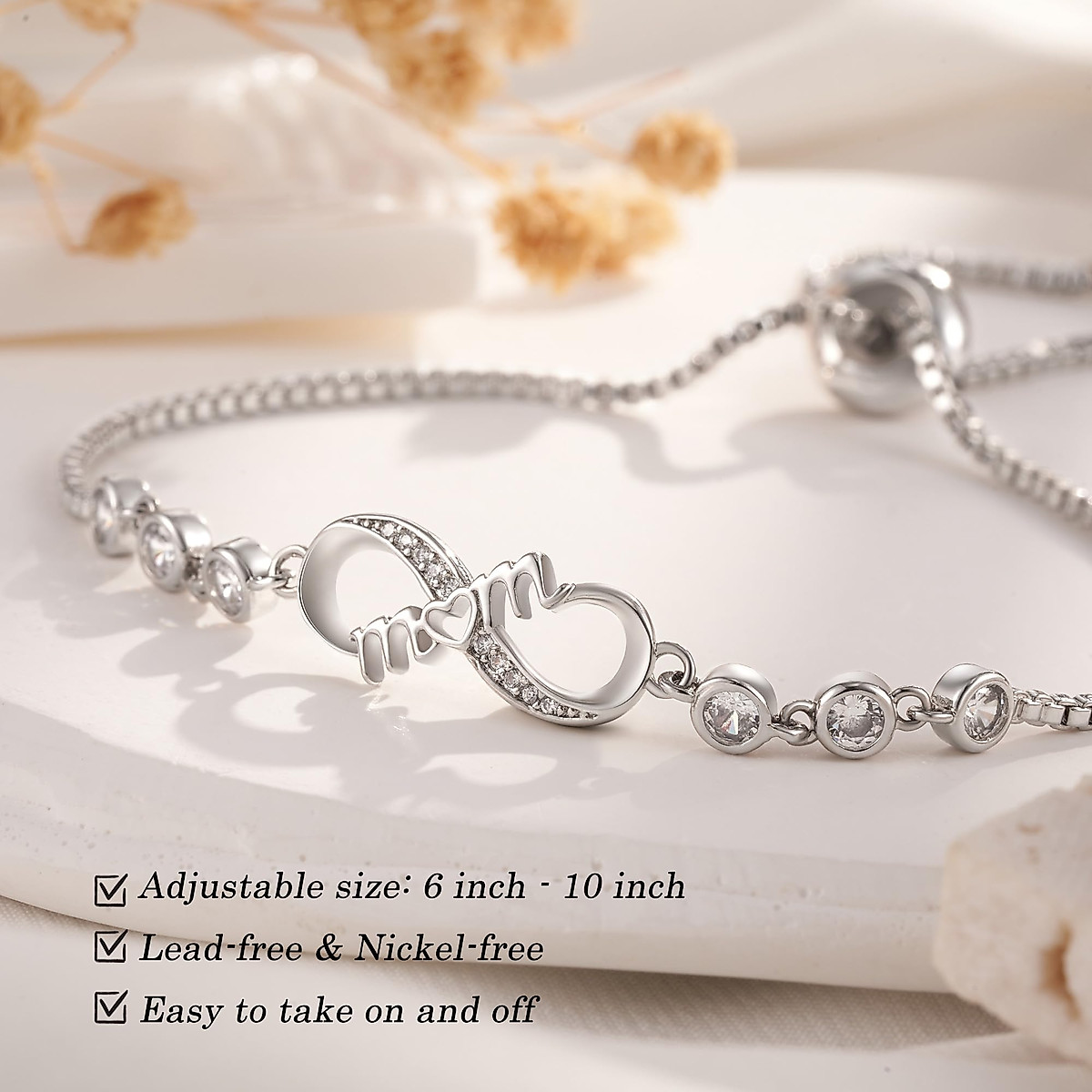 ASKRAIN Mom Birthday Gifts for Mom Mothers Valentines Day Gifts for Mom from Daughter Unique Gifts Idea Bracelet Stocking Stuffers, B