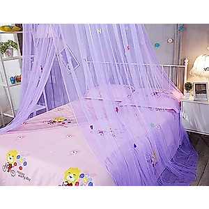 RIRC Canopy Bed for Girls Dome Mosquito Net for Bed Pink Bed Tent Twin Bed Canopy Curtains Mosquito Netting Game Reading Princess Canopy for Girls Bed (Purple)