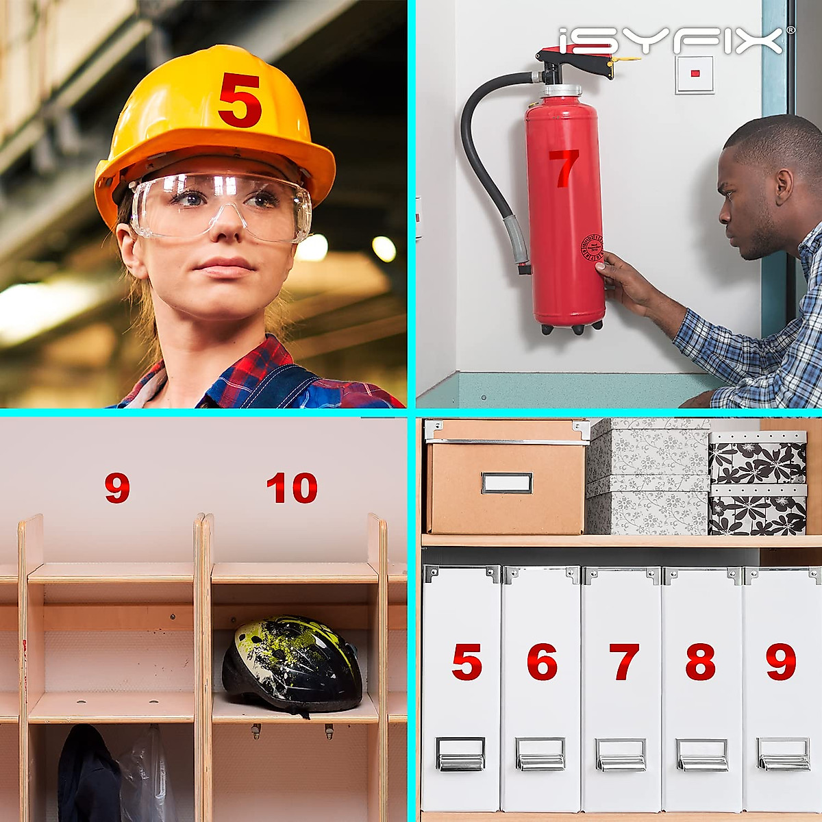 iSYFIX Reflective Red Vinyl Numbers Stickers – (2 Sets) 3 Inch – Premium Self-Adhesive Decal Die Cut and Pre-Spaced for Mailbox, Signs, Window, Door, Cars, Trucks, Home, Business, Address Number