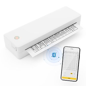 A4 Portable Thermal Printer Wireless BT & USB Connect with Mobile Computer 57mm/80mm/110mm/210mm2in/3in/4in/8in) Inkless Printing PDF File Webpage Contract Documents Picture Comes with 1pc Thermal