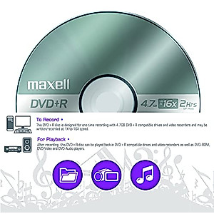Maxell – 639031, Platinum DVD+R - High Capacity Write-Once Discs for Videos & Digital Storage - 4.7GB Storage with 16X Write Speed Up To 120 Min, Exceptional Archival Life – Pack 5