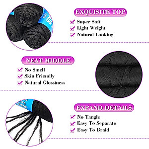 100% Brazilian Wool Hair Acrylic Yarn for African Braids/Senegalese Twist/Faux Locs/Wraps with Crochet Hook(4 Roll, Natural Black)