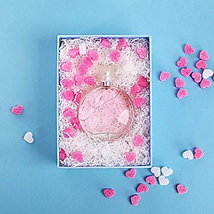 500 Pieces Gift Box Filler Shreds Mini Heart Foam Beads Gift Basket Filler Bedding Pearl Wool Material by EORTA for Crafts DIY Package Packing Decoration Party Wedding Supply, Pink
